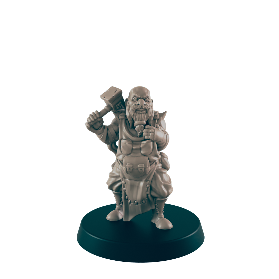 Dwarven Blacksmith Mini | Bald Dwarf | Dungeons and Dragons NPC Figure ...