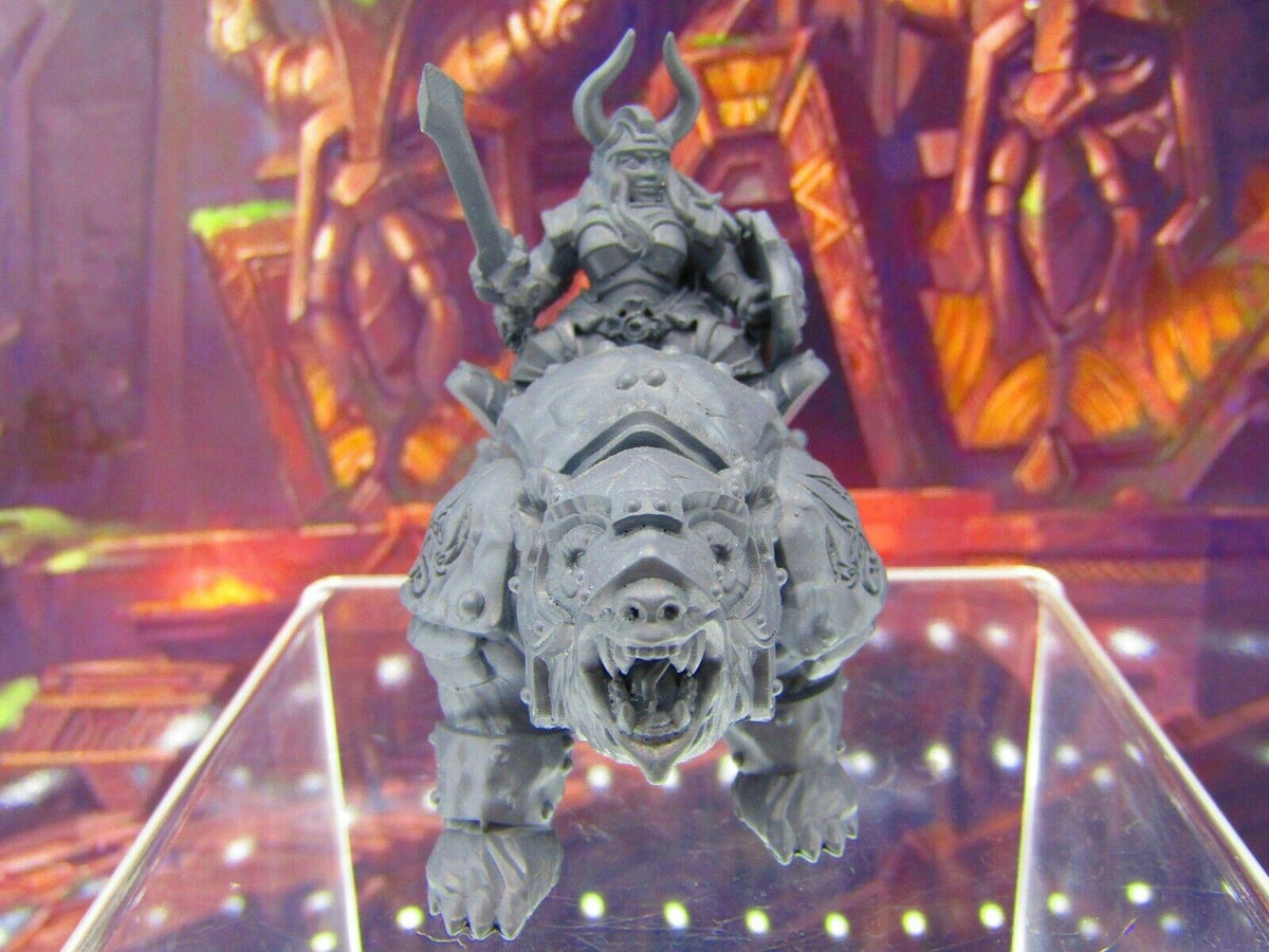 Dwarven Queen Battle Ready on War Bear Mini Miniature Figure 3D Printe ...