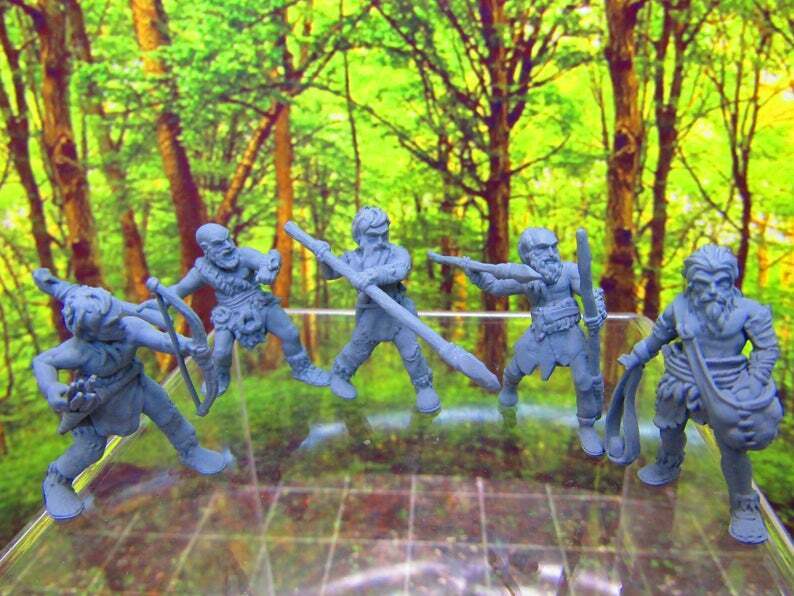 5p Prehistoric Villager Tribe Hunter Set Mini Miniature 3D Printed Fig ...