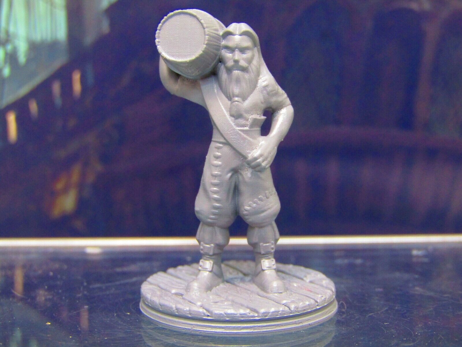 Long Haired Human Pirate Crewman w/ Barrel Miniature Figure 3D Printed ...