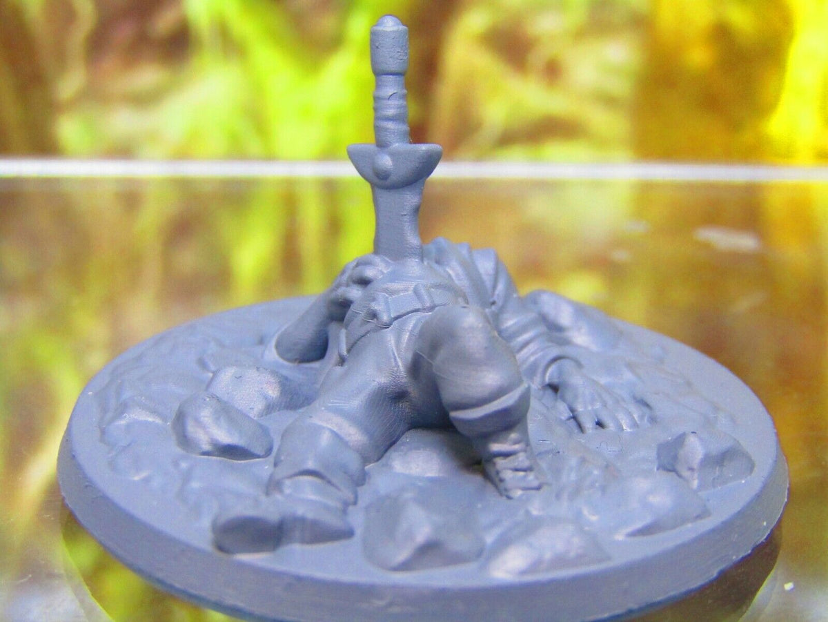 Dead Adventurer Traveller w/ Sword in Gut Miniature Figure 3D Printed ...