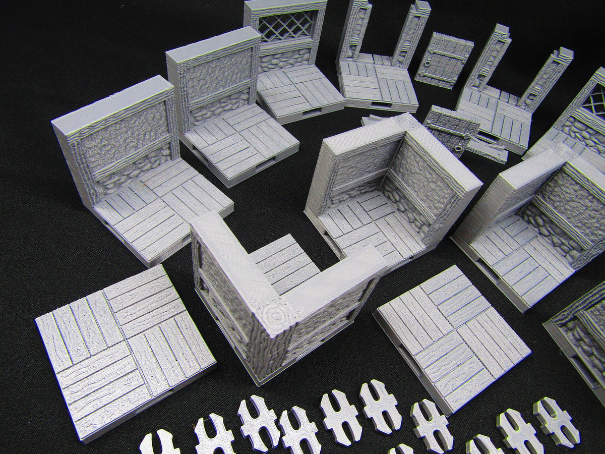 15 Tile Set Town Bar Inn Openforge Locking Modular Dungeon Tiles w/ Do ...